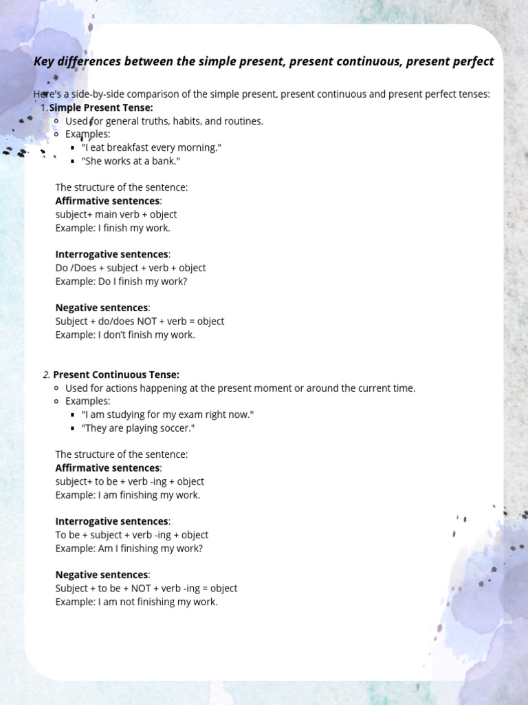 Present Simple Continious Perfect | PDF