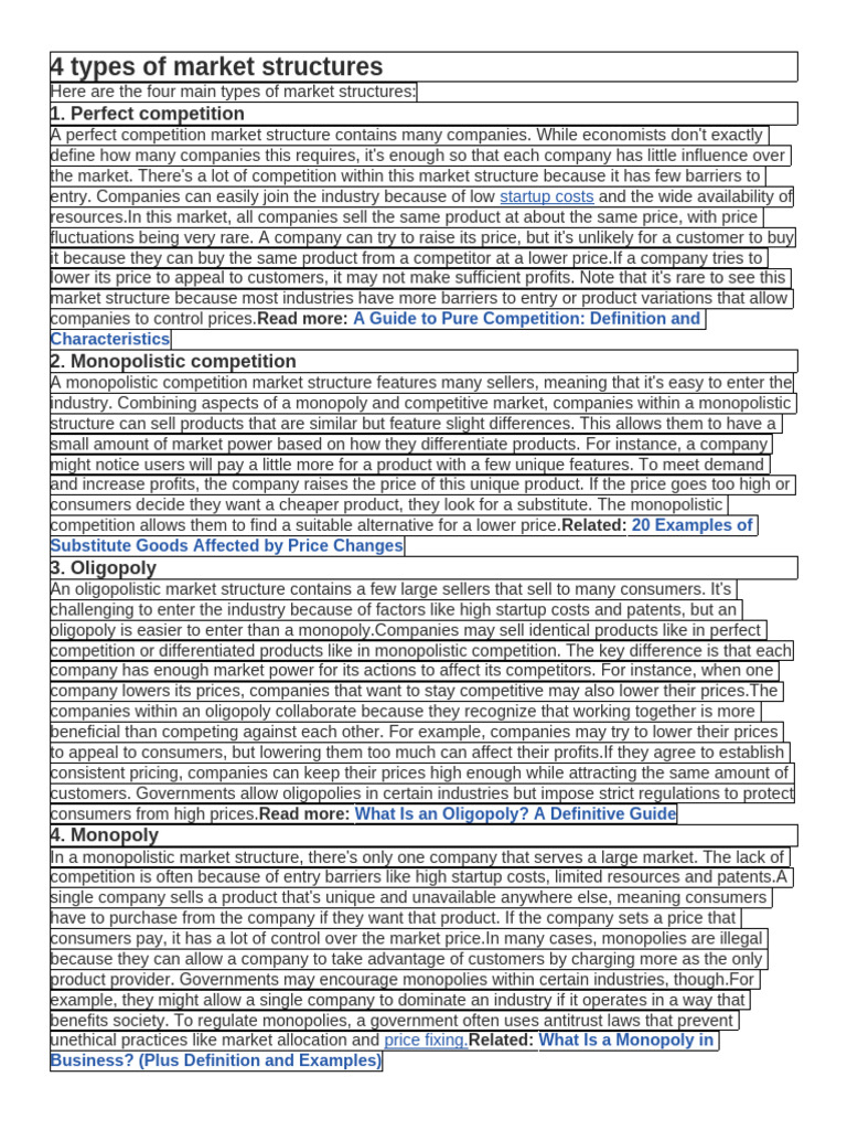 4 Types of Market Structures | PDF | Monopoly | Oligopoly