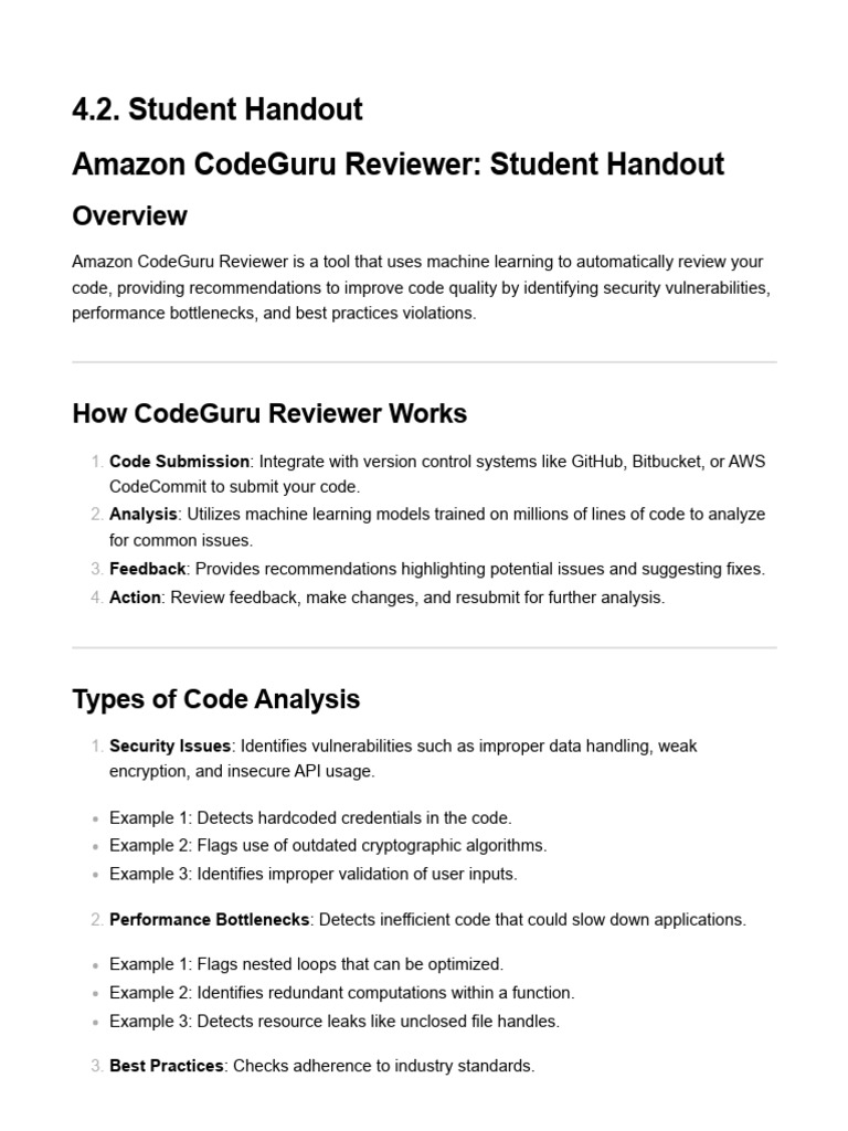 3548 - 725 - DOC - Analyze Your Code With CodeGuru Reviewer | PDF | Machine Learning | Encryption