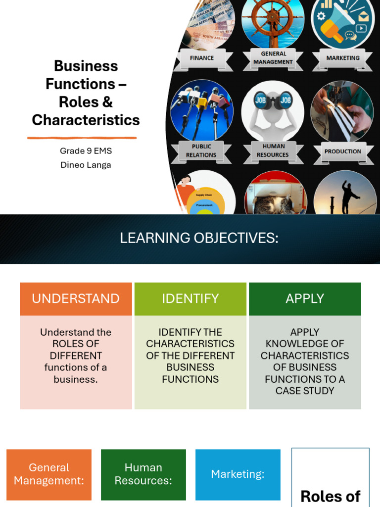 The 8 Functions of A Business Characteristics and Case Study - Gr9 PPT ...