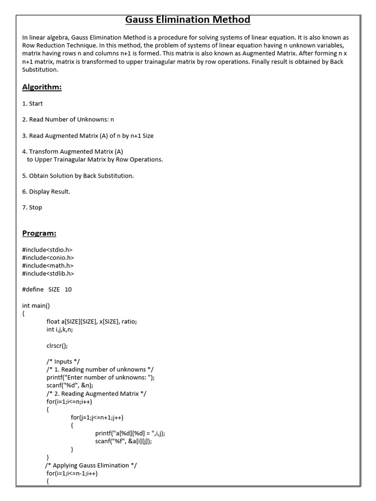 Gauss Elimination Method Explained | PDF | Matrix (Mathematics ...