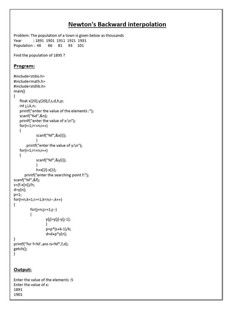 8 Newton Backward Interpolation | PDF