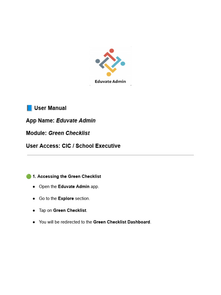 User Manual - Green Checklist | PDF