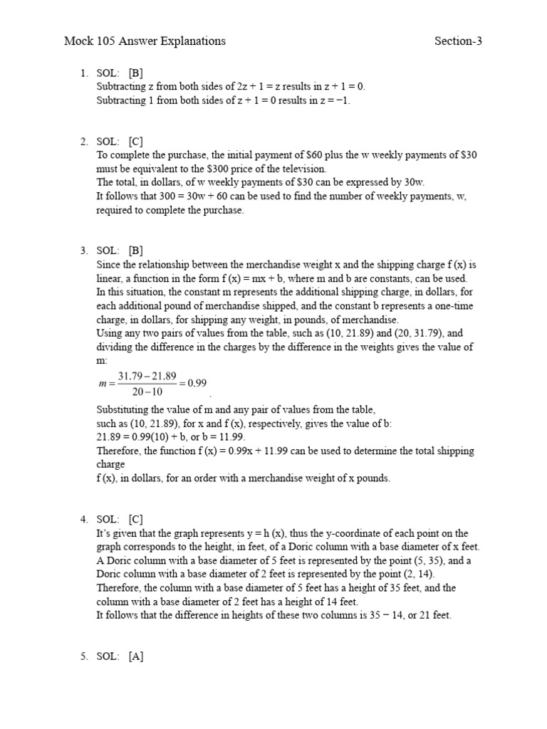 Mock 105 Answer Explanations Section 3 | PDF | Elementary Mathematics ...