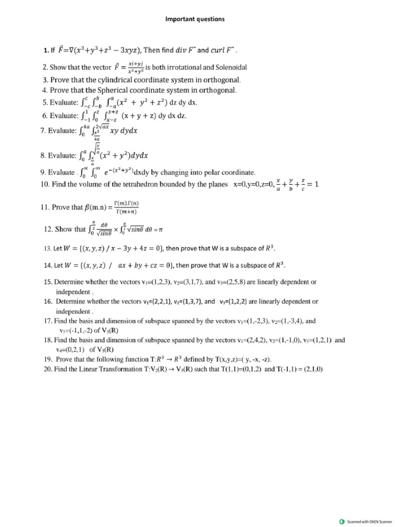 BMATS201 Important Questions | PDF