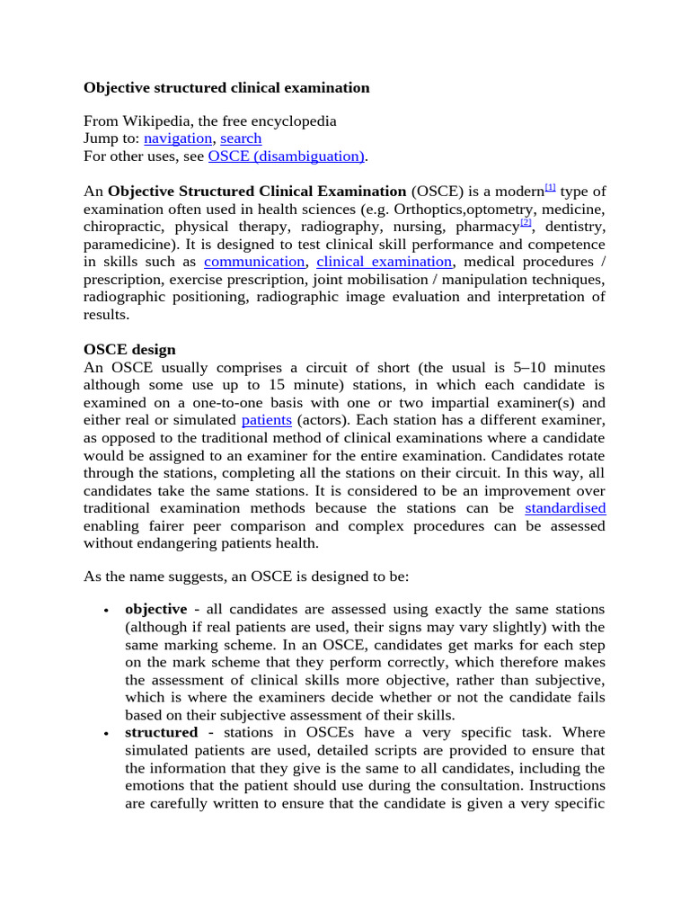 Objective Structured Clinical Examination | PDF | Medicine | Health Care