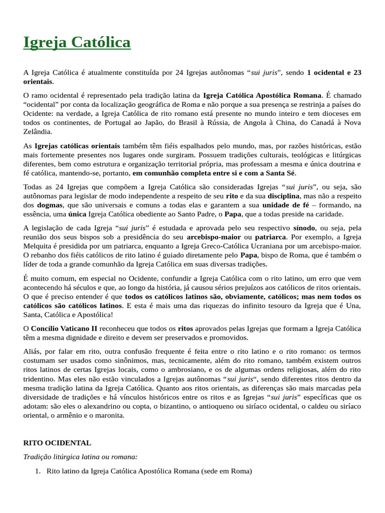 Estrutura e Ritos da Igreja Católica | PDF | Liturgia | Eucaristia
