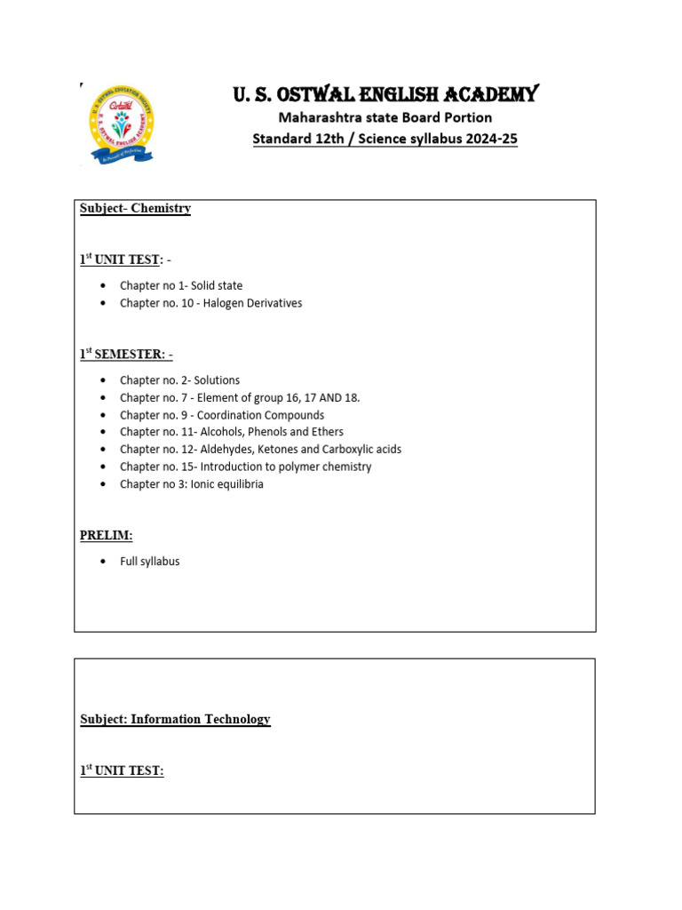 Grade 12th Science Syllabus - 1 | PDF | Mathematics | Waves