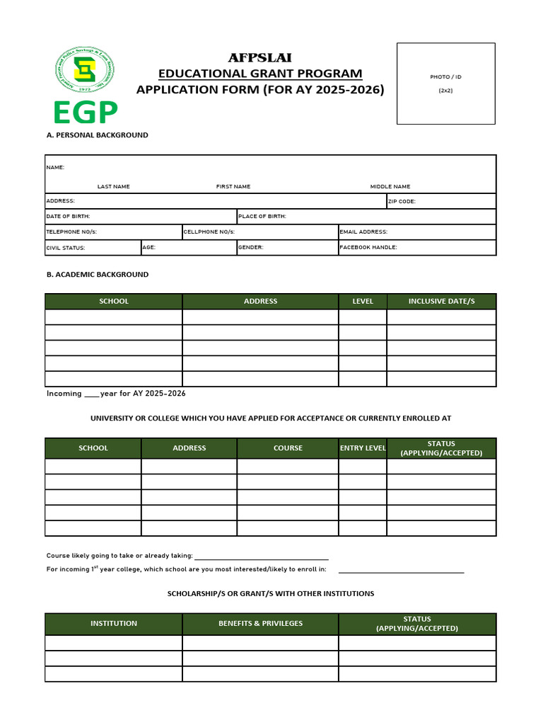 AFPSLAI Educational Grant Application 2025-2026 | PDF | Social Institutions