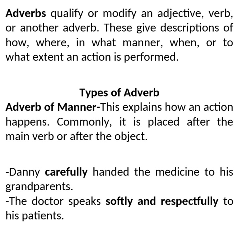 Adverbs Qualify or Modify An Adjective | PDF