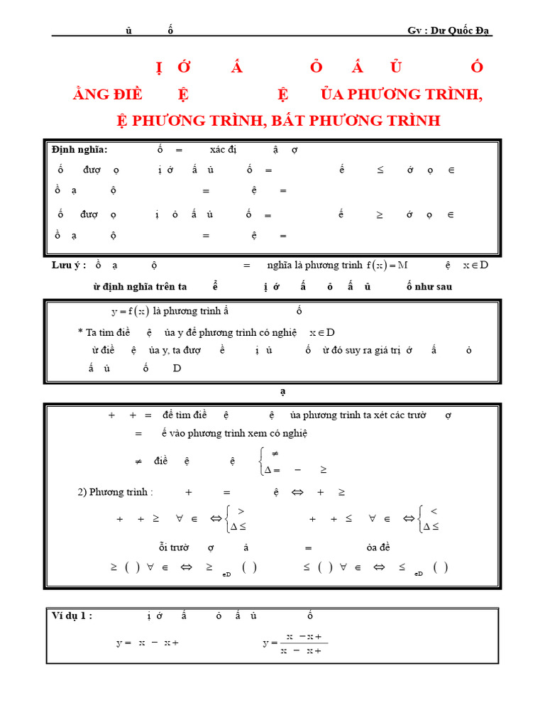 Tim Max Min Bang Dieu Kien Co Nghiem C A PT | PDF