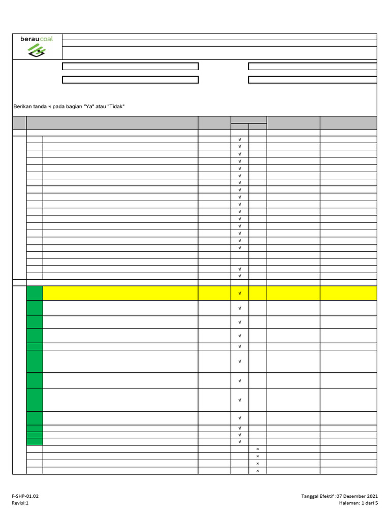 Checklist Pemeriksaan Alat Marine | PDF