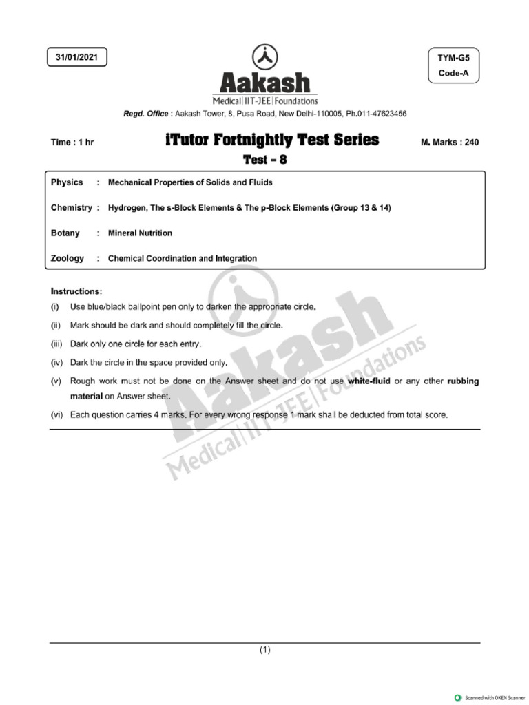 Ft-08 Itutor Tym g5 Code-A | PDF