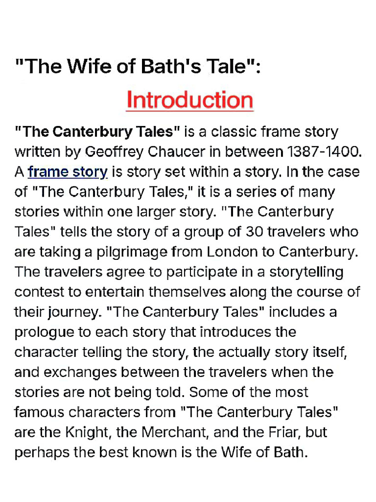 +3 2nd Semester English Hons The Wife of Bath's Tale Notes Core | PDF