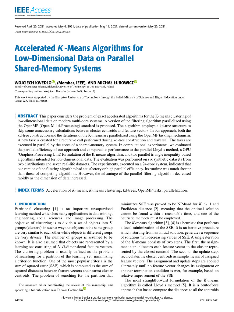 Accelerated K-Means Algorithms For Low-Dimensional Data On Parallel Shared-Memory Systems | PDF ...