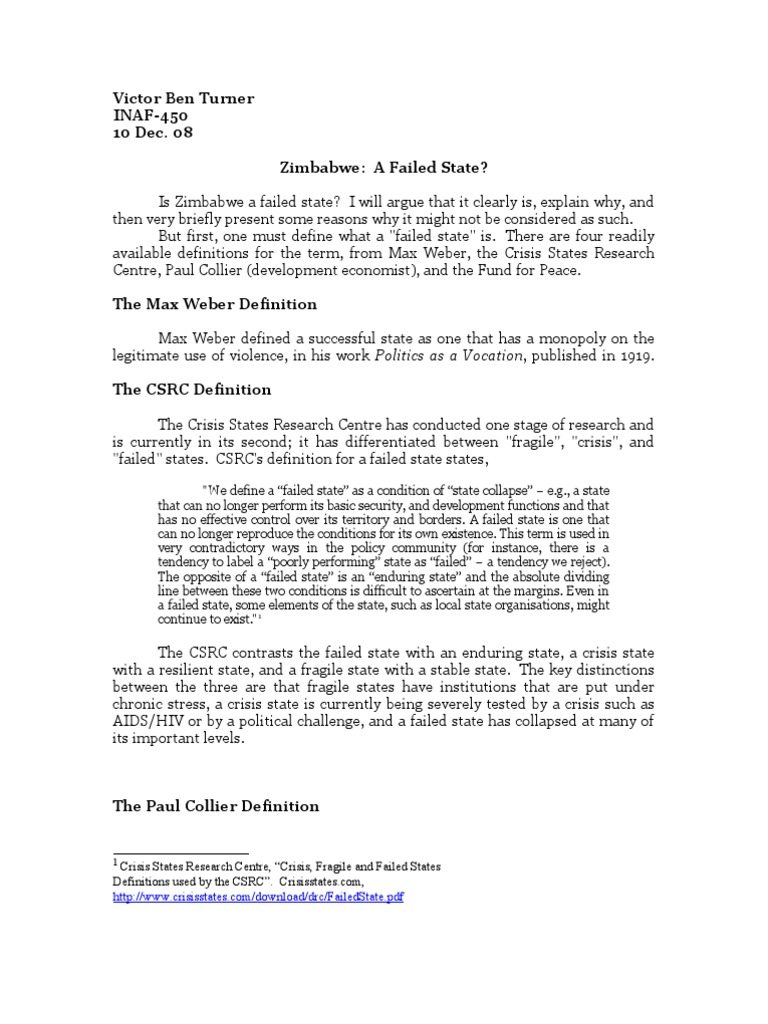 Zimbabwe: Defining a Failed State | PDF | Failed State | Zimbabwe