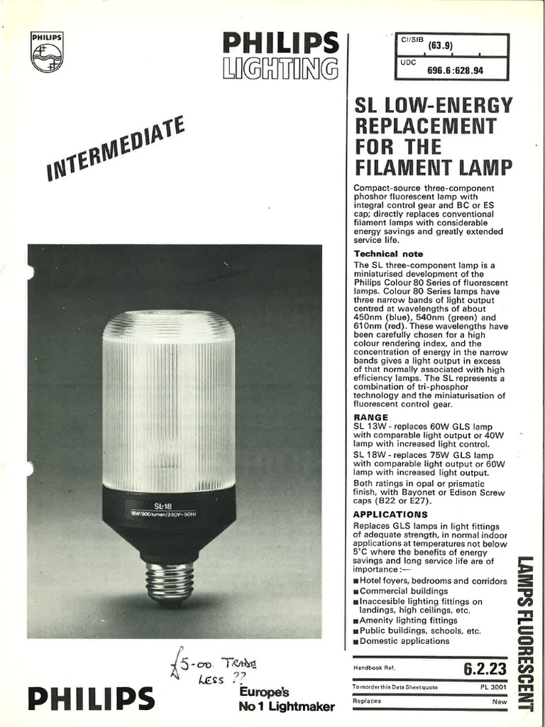 Philips - Datasheet - FLCi SL - 1980 UK | PDF | Incandescent Light Bulb ...