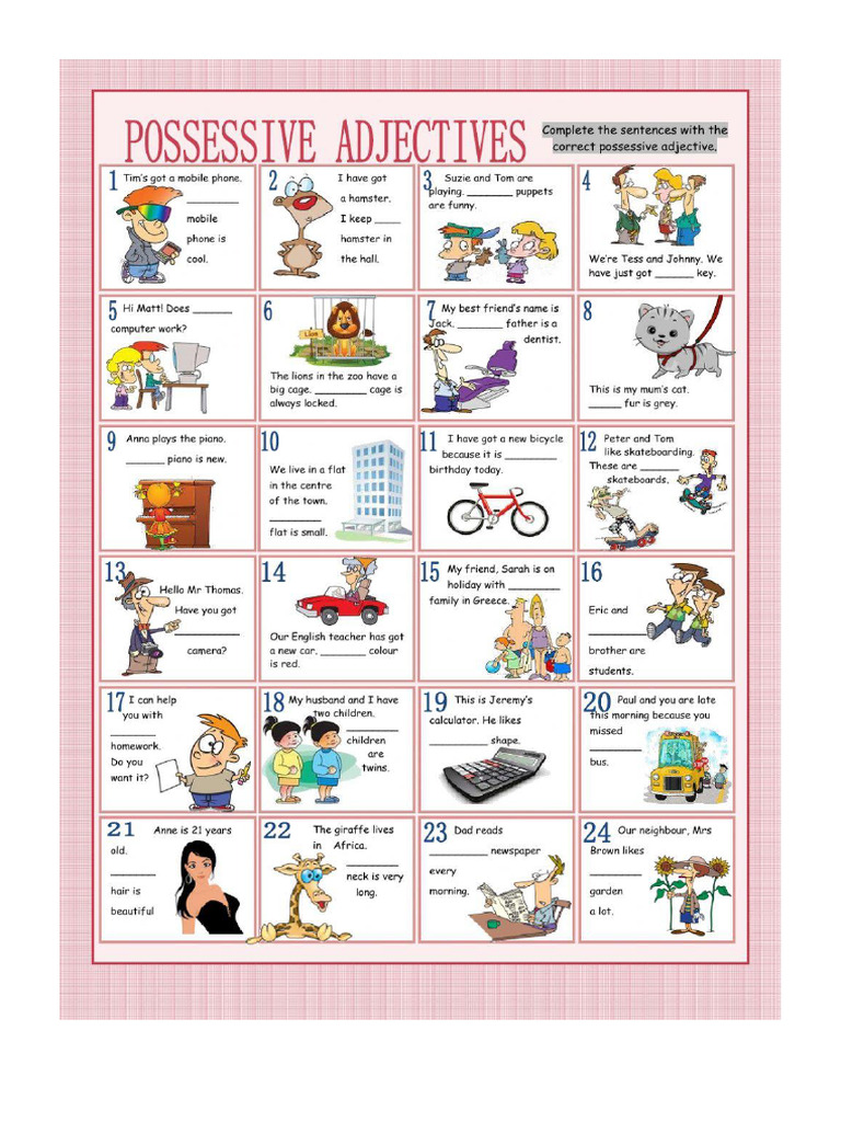 Possessive Adjectives Quiz 2 | PDF
