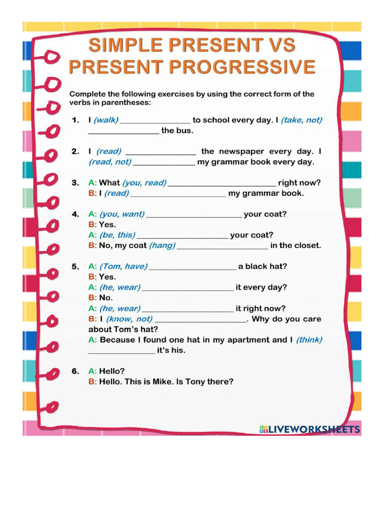 Present Simple Vs Progressive | PDF
