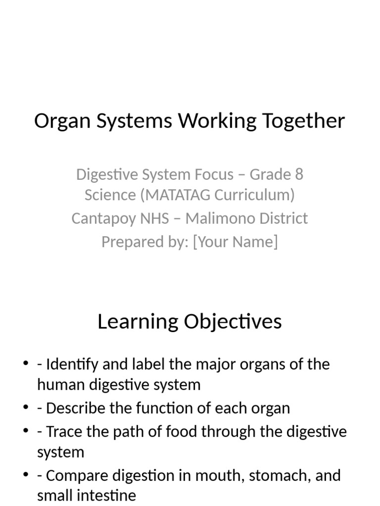 Digestive System Grade8 MATATAG PART1 | PDF
