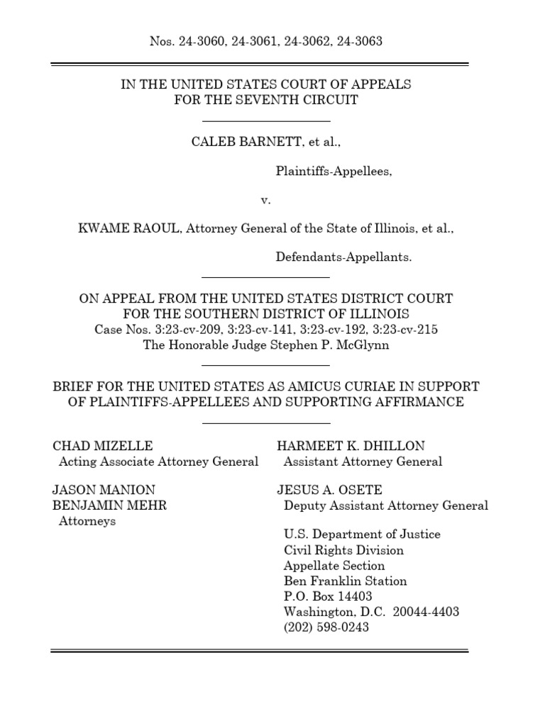 DOJ Files Amicus Brief Opposing Illinois's "Assault Weapons" Ban | PDF | Second Amendment To The ...