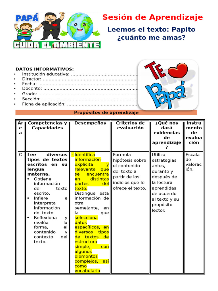 4° Material Día 3 Com Leemos El Texto Papito Cuánto Me Amas Unidad 4 ...