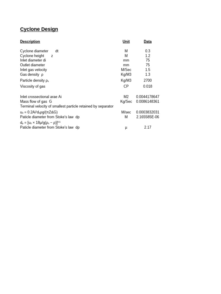 Cyclone Design | PDF