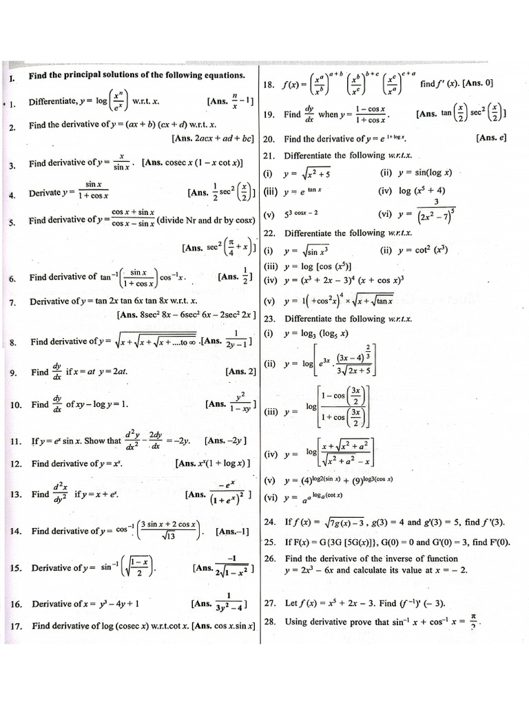 Differentiation Homework | PDF