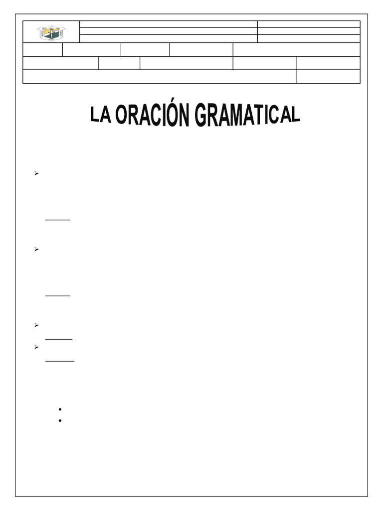 Clases de Oraciones en Gramática | PDF | Predicado (Gramática) | Asunto ...