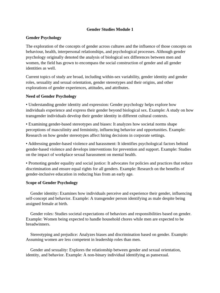 Understanding Gender Psychology Concepts | PDF | Gender | Gender Studies