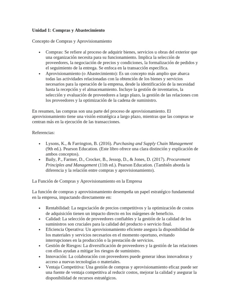 Compras y Abastecimiento | PDF | Obtención | Calidad (comercial)