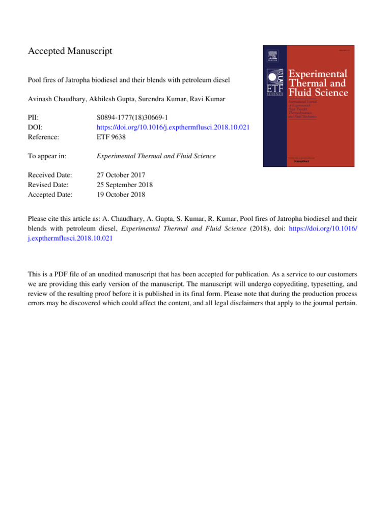 Jatropha Biodiesel Pool Fire Study | PDF | Biodiesel | Combustion