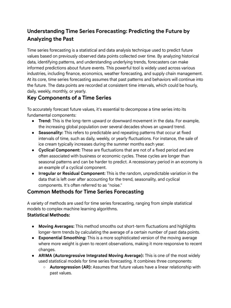 Time Series Forecasting | PDF | Autoregressive Integrated Moving Average | Forecasting