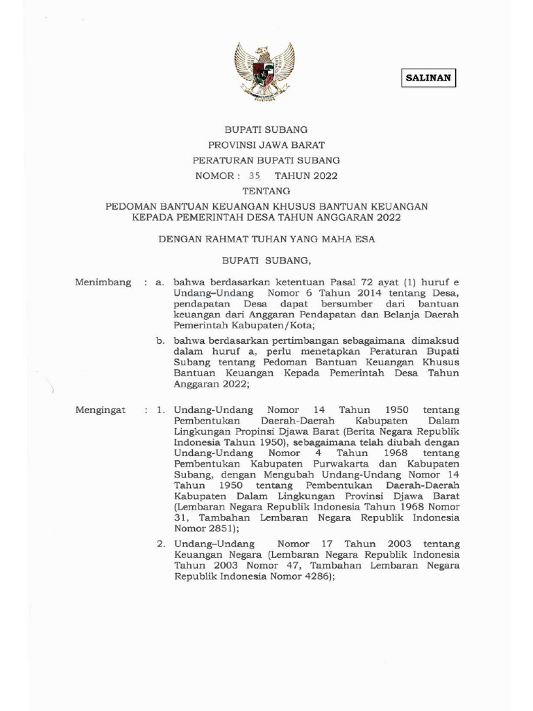 Perbup 35 2022 | PDF