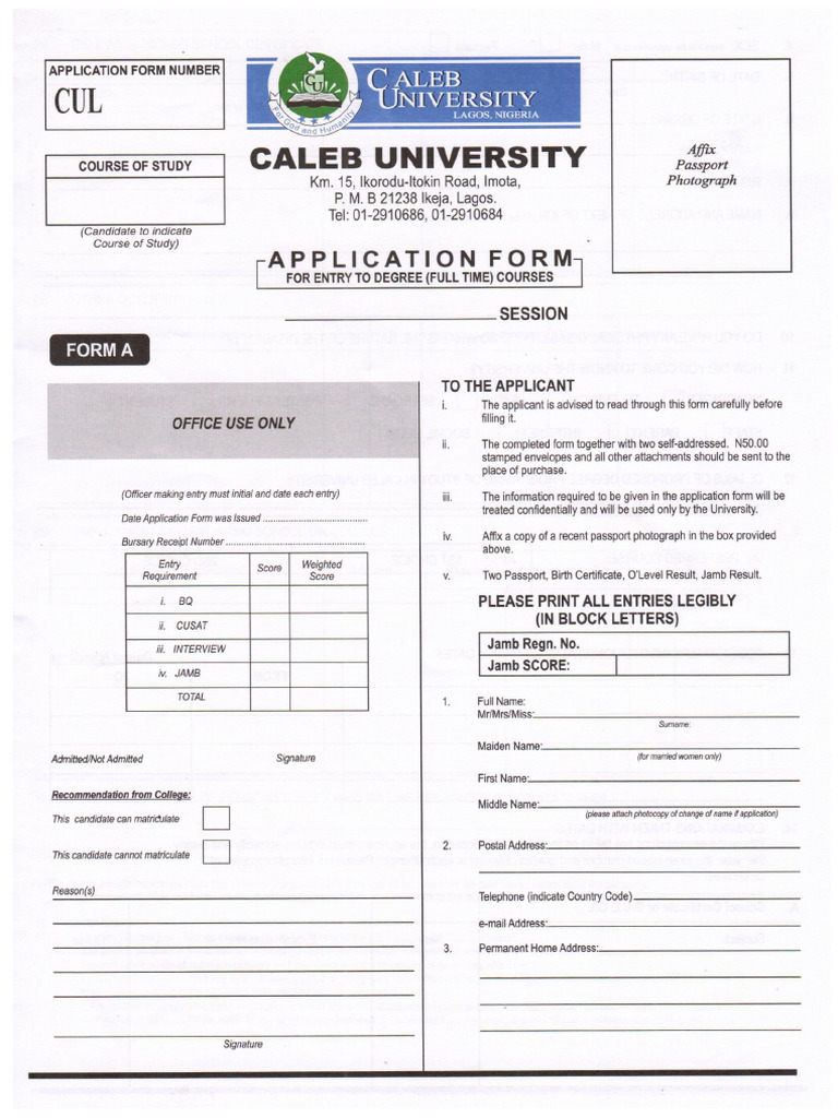 Undergraduate Form CUL | PDF