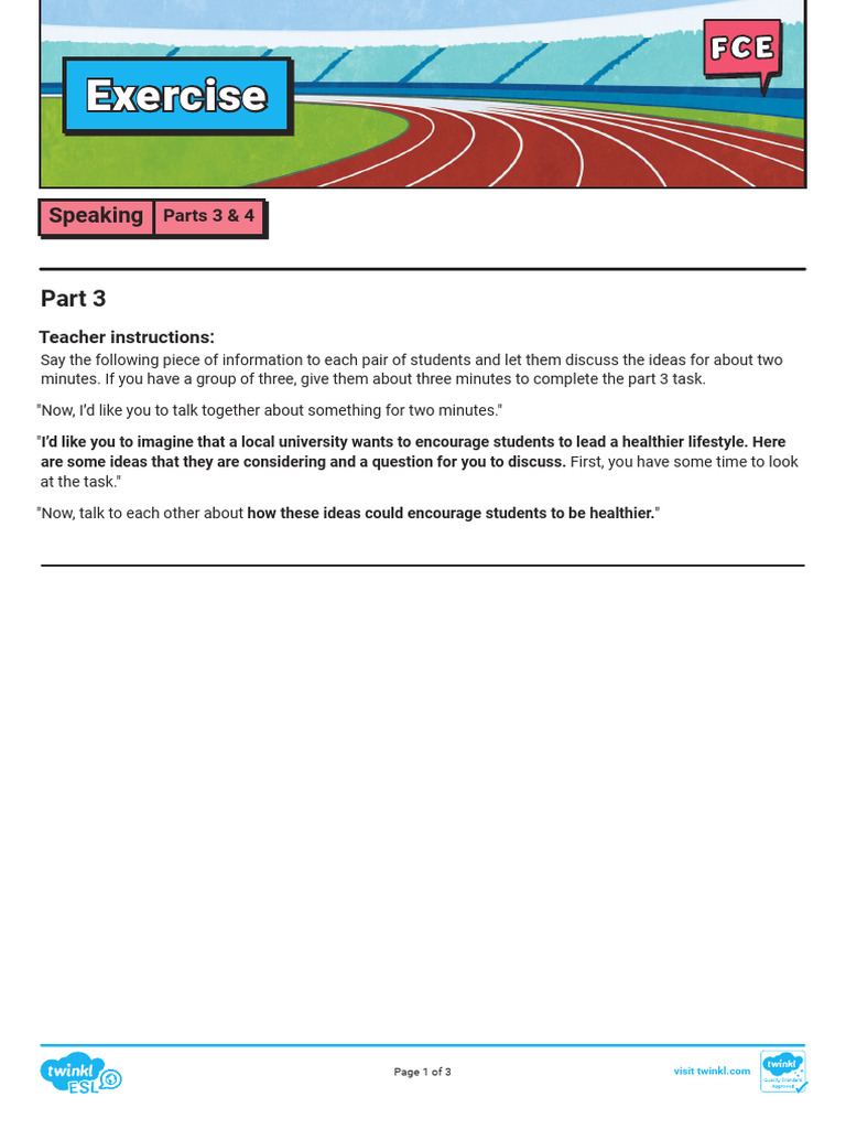 b2 Fce Speaking Part 3 and 4 Practice Exercise | PDF