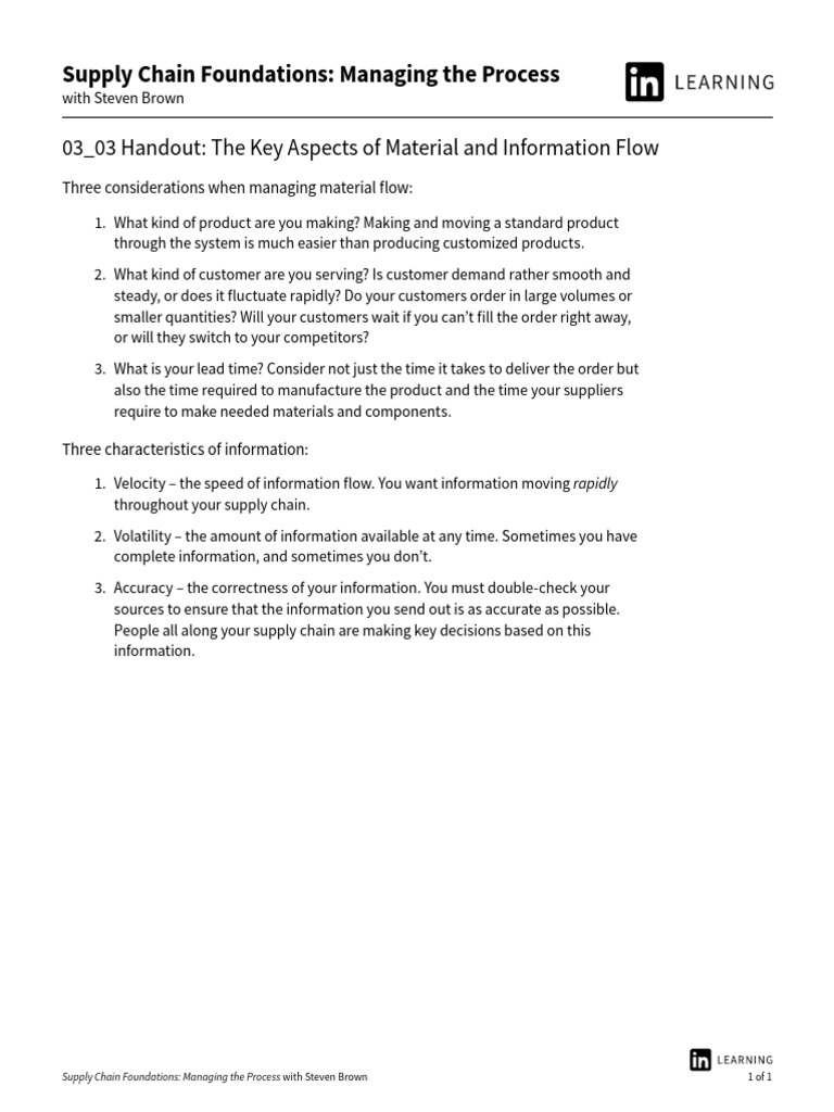 03 - 03 The Key Aspects of Material and Information Flow | PDF