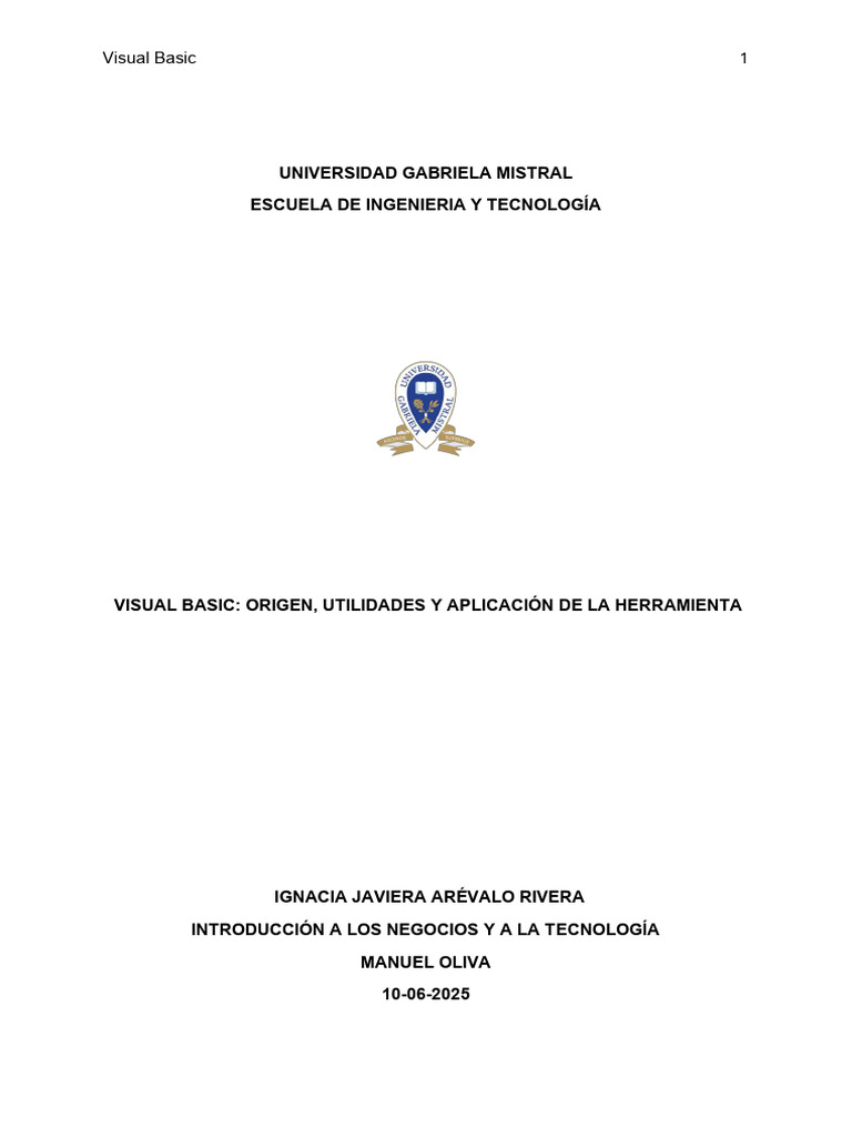 Informe de Visual Basic | PDF | Visual Basic para Aplicaciones | Básico
