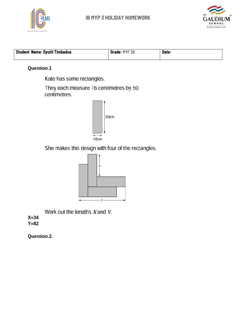 MYP 3 Holiday Homework Questions | PDF