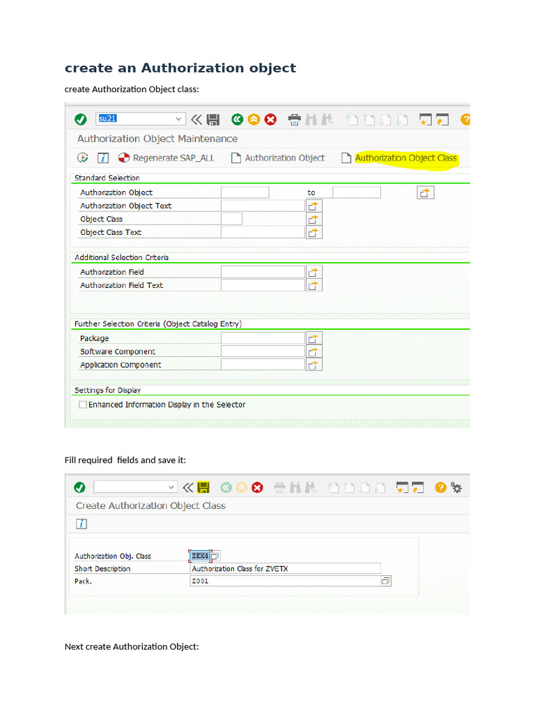 Creating SAP Authorization Objects | PDF