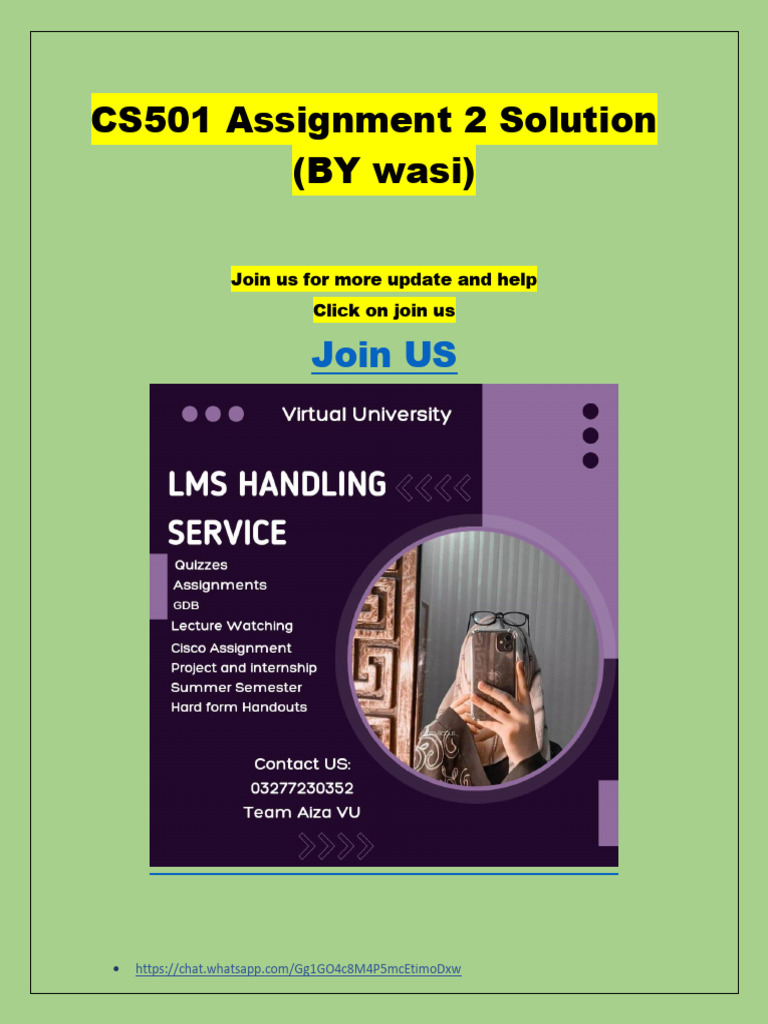 CS501 Assignment 2 Solution (By Wasi) | PDF