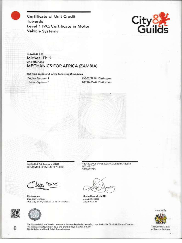 City & Guilds Certificate | PDF
