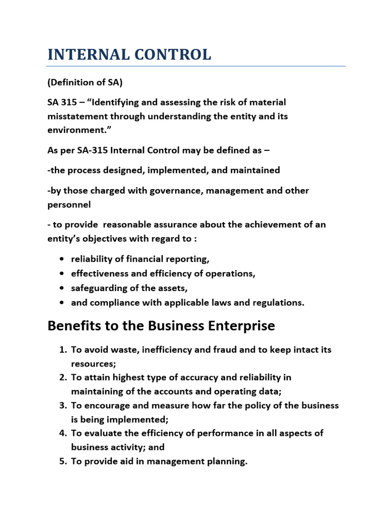 Understanding Internal Control Systems | PDF | Internal Control | Audit
