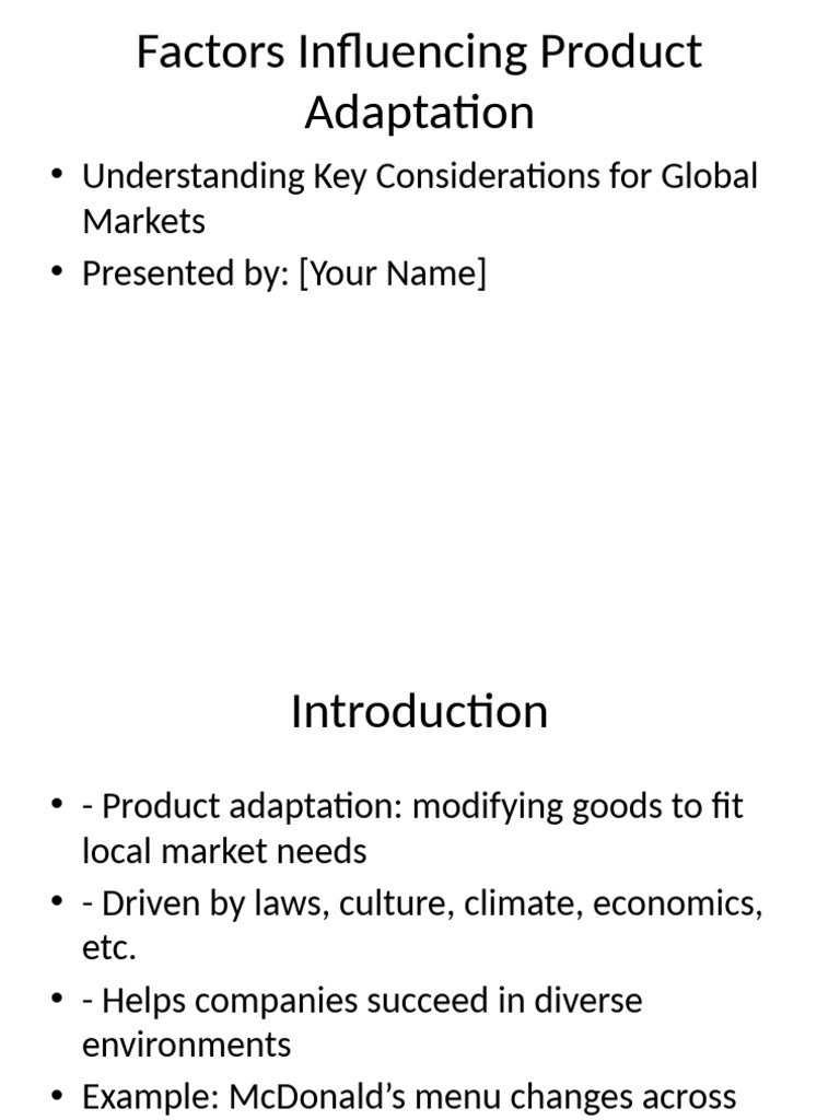 Product Adaptation Presentation | PDF