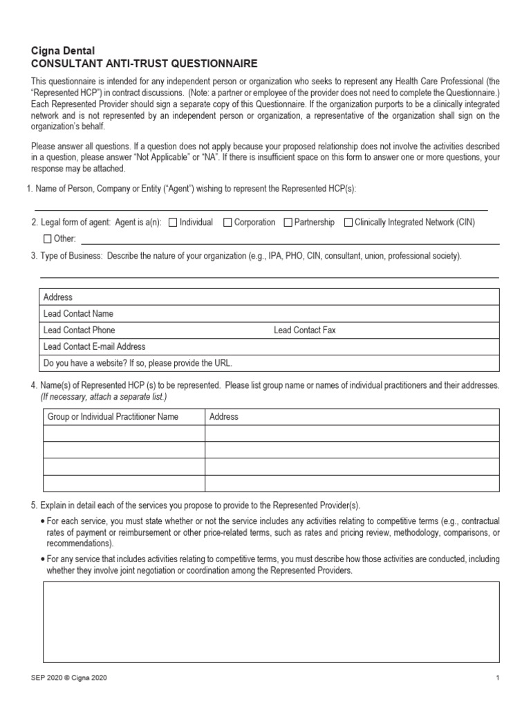 Anti-Trust Questionnaire Fillable (1) | PDF | Business