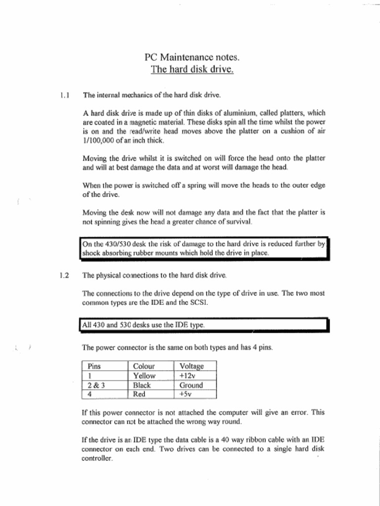 430 530 PC Maintenance Notes | PDF
