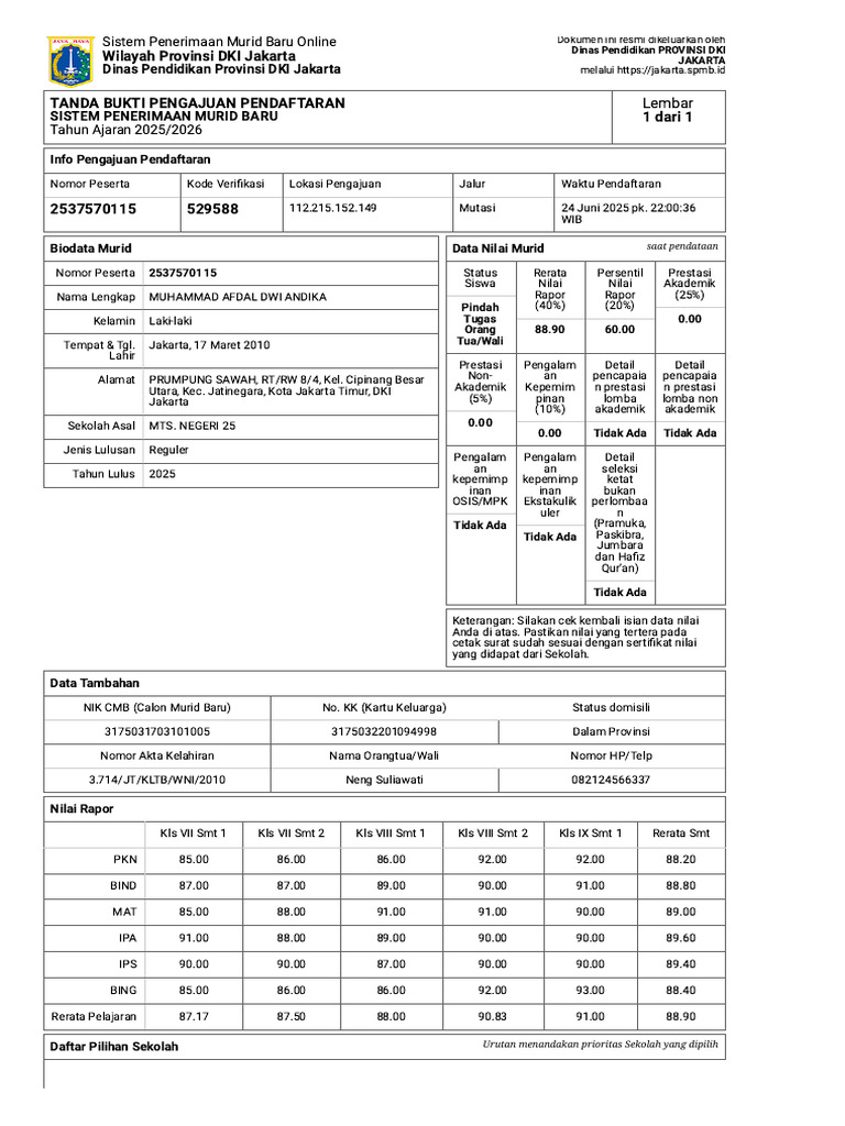 Tanda Bukti Pengajuan Pendaftaran - 2537570115 - MUHAMMAD AFDAL DWI ANDIKA | PDF