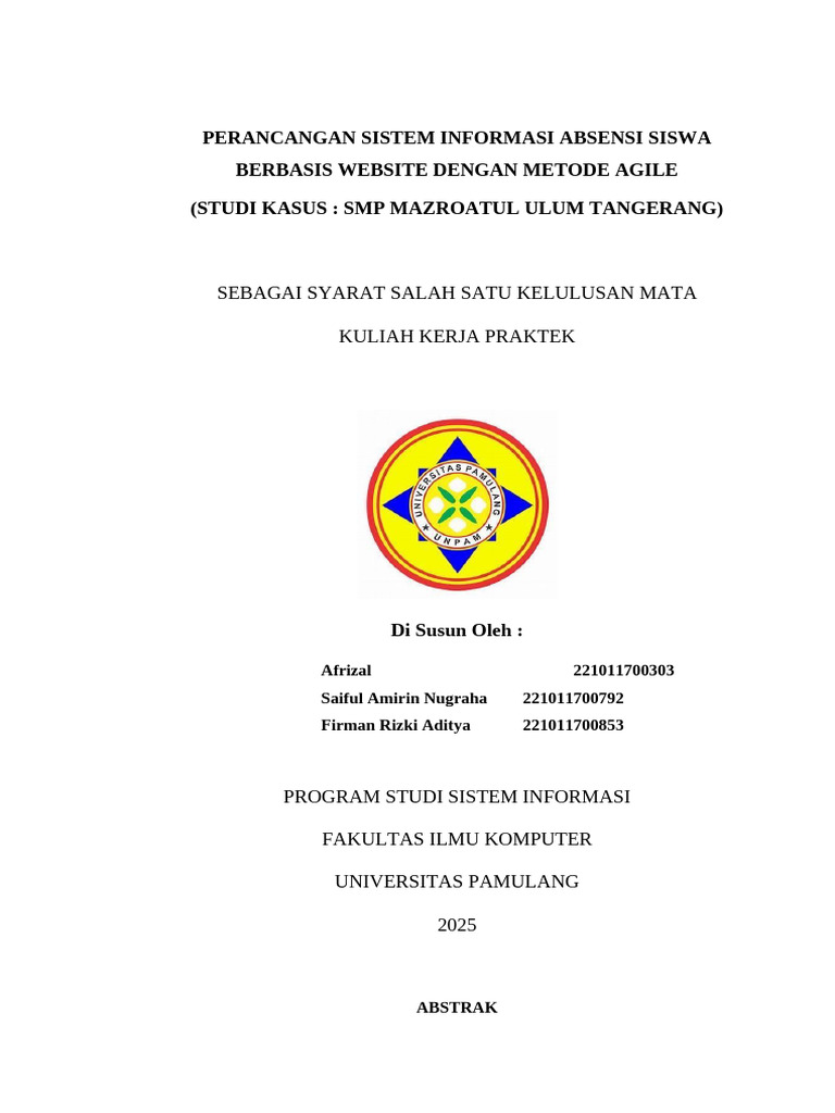 Perancangan Sistem Informasi Absensi Siswa | PDF