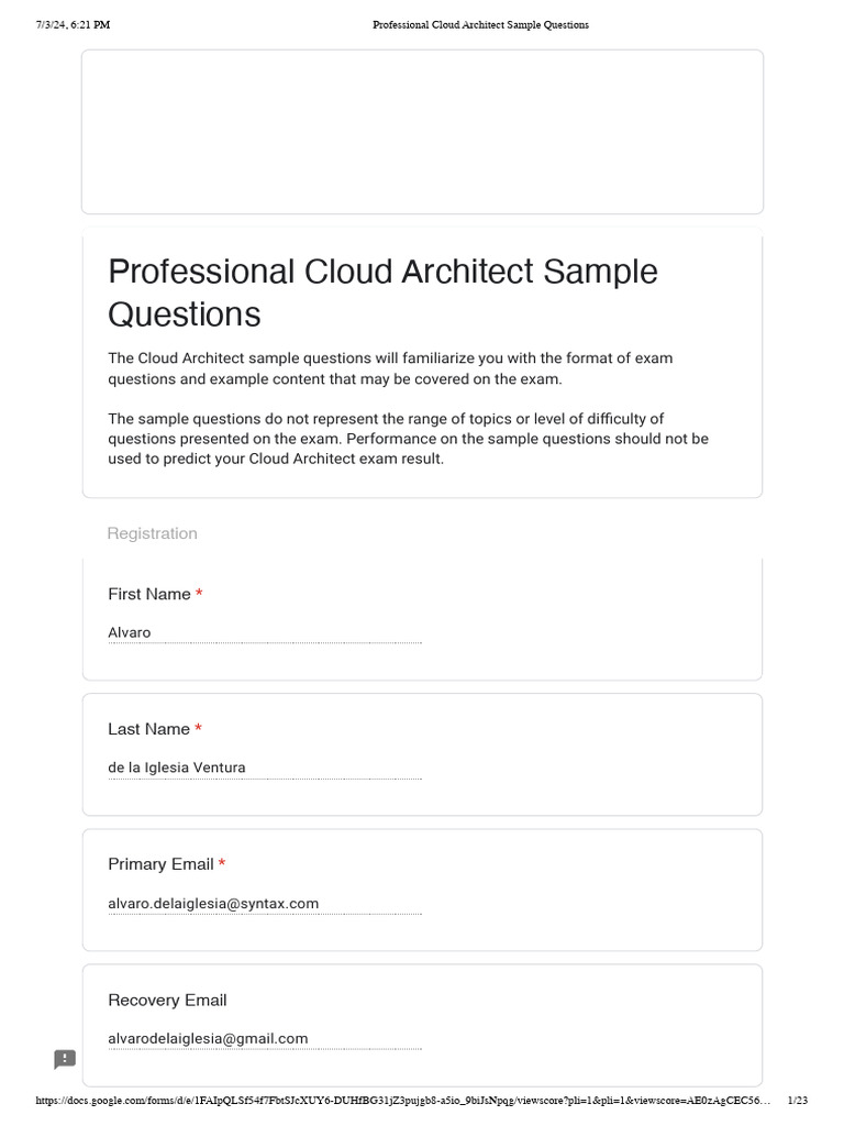 Professional Cloud Architect Sample Questions | PDF | Cloud Computing | Virtual Machine