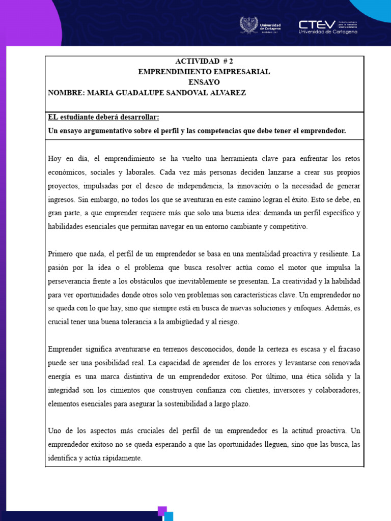 Act. Indiv # 2 Emprendimiento | PDF | Iniciativa empresarial | Business